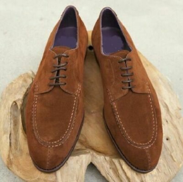 Handmade Men Brown Color Suede Leather Shoes, Lace Up Formal Shoes on ...