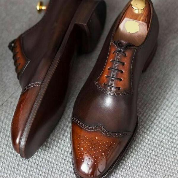 New Handmade Men's Stylish Leather Lace Up Dress Shoes, Fancy Custom ...